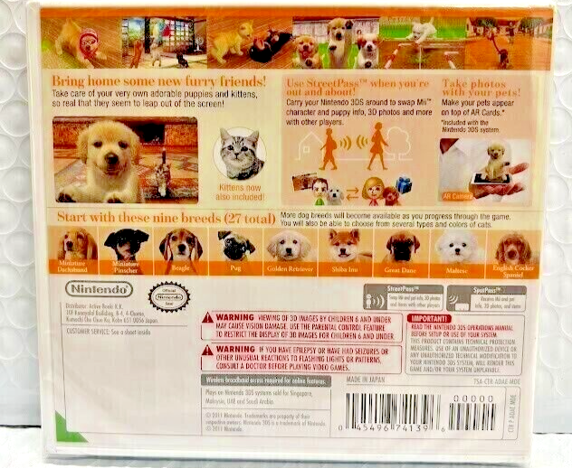 Nintendogs + Cats: Golden Retriever & New Friends 3DS Brand New Game ...