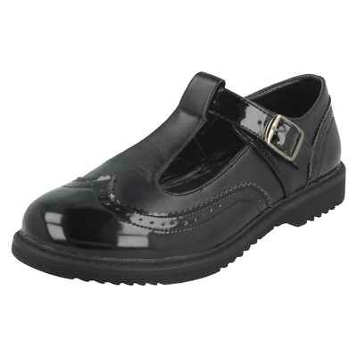 Girls Black Cool 4 School T-Bar Synthetic Patent Shoes : H2R435 | eBay UK