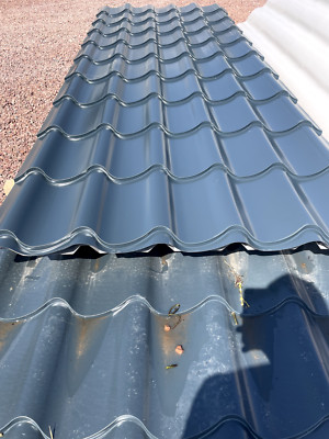 new polyester coated anthracite grey tile effect roofing sheets 10ft x ...