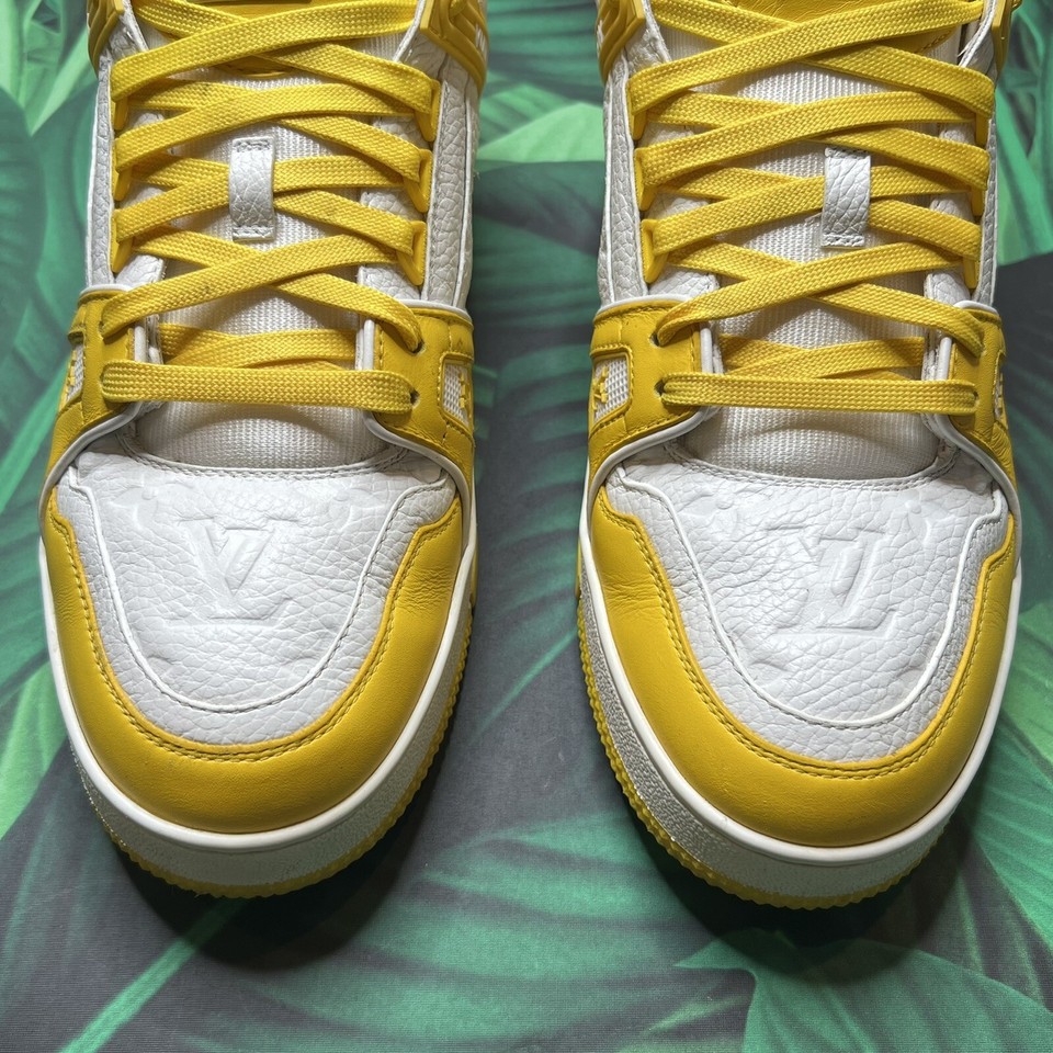 Louis Vuitton Trainer Low ‘white Yellow’ Sz- 9LV 10 Mens | eBay