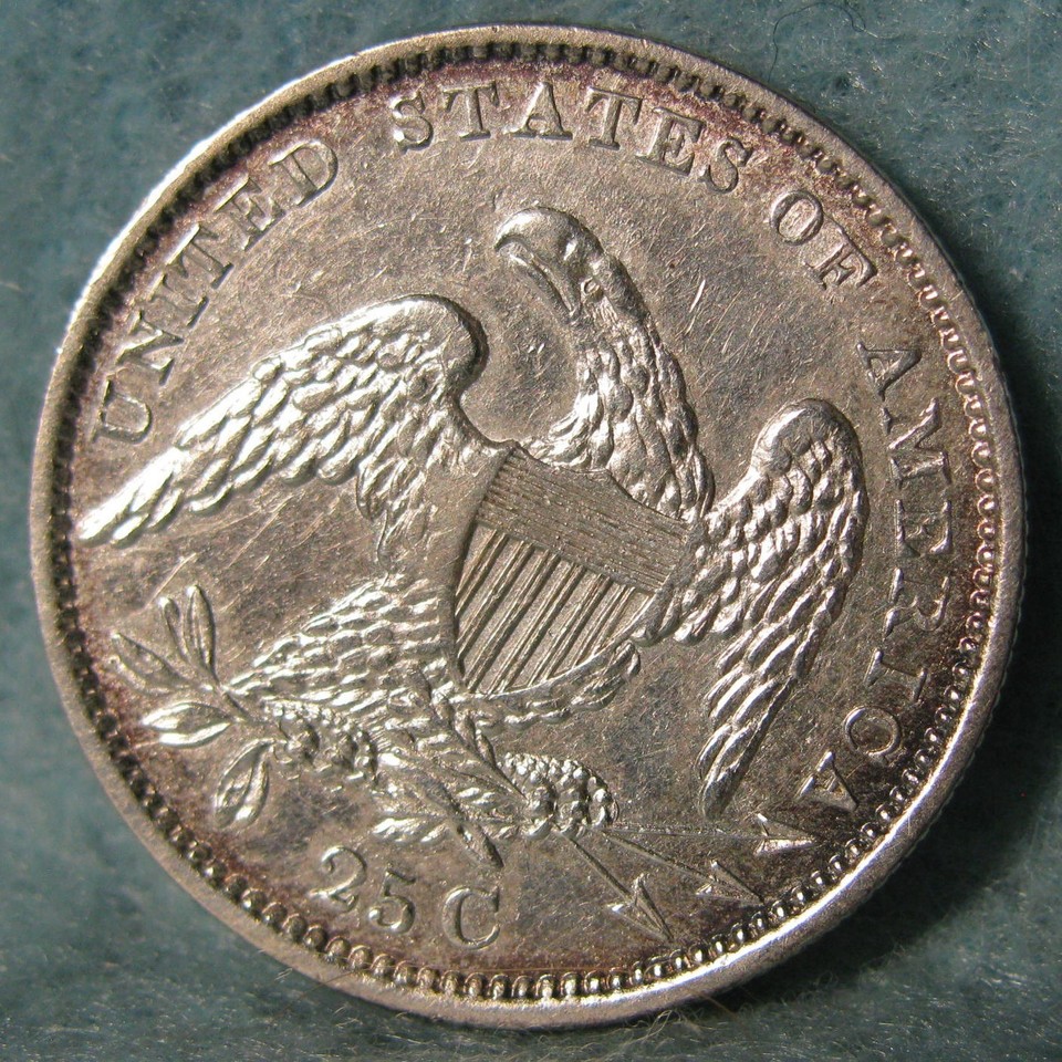 1834 O/F In Of Capped Bust Silver Quarter High Grade With Rotated ...