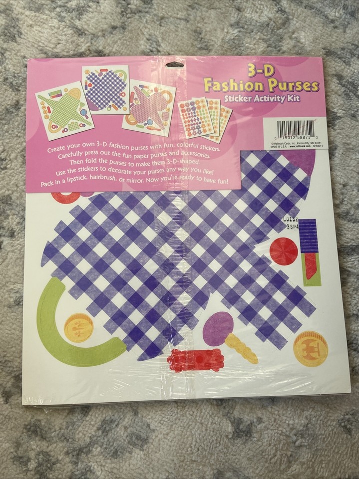 Vintage sealed Hallmark 3-D fashion purses sticker activity kit Kids ...