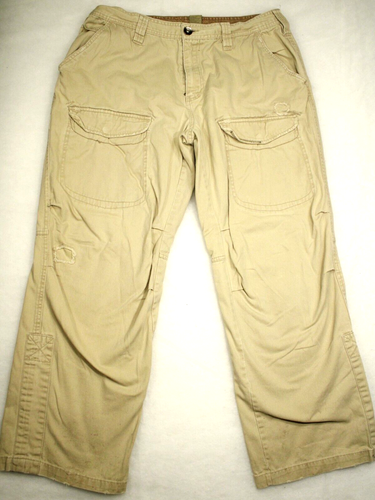 PLUGG Vtg 90s y2k Beige Khaki Patched Baggy CARGO PANTS 34x30 | eBay