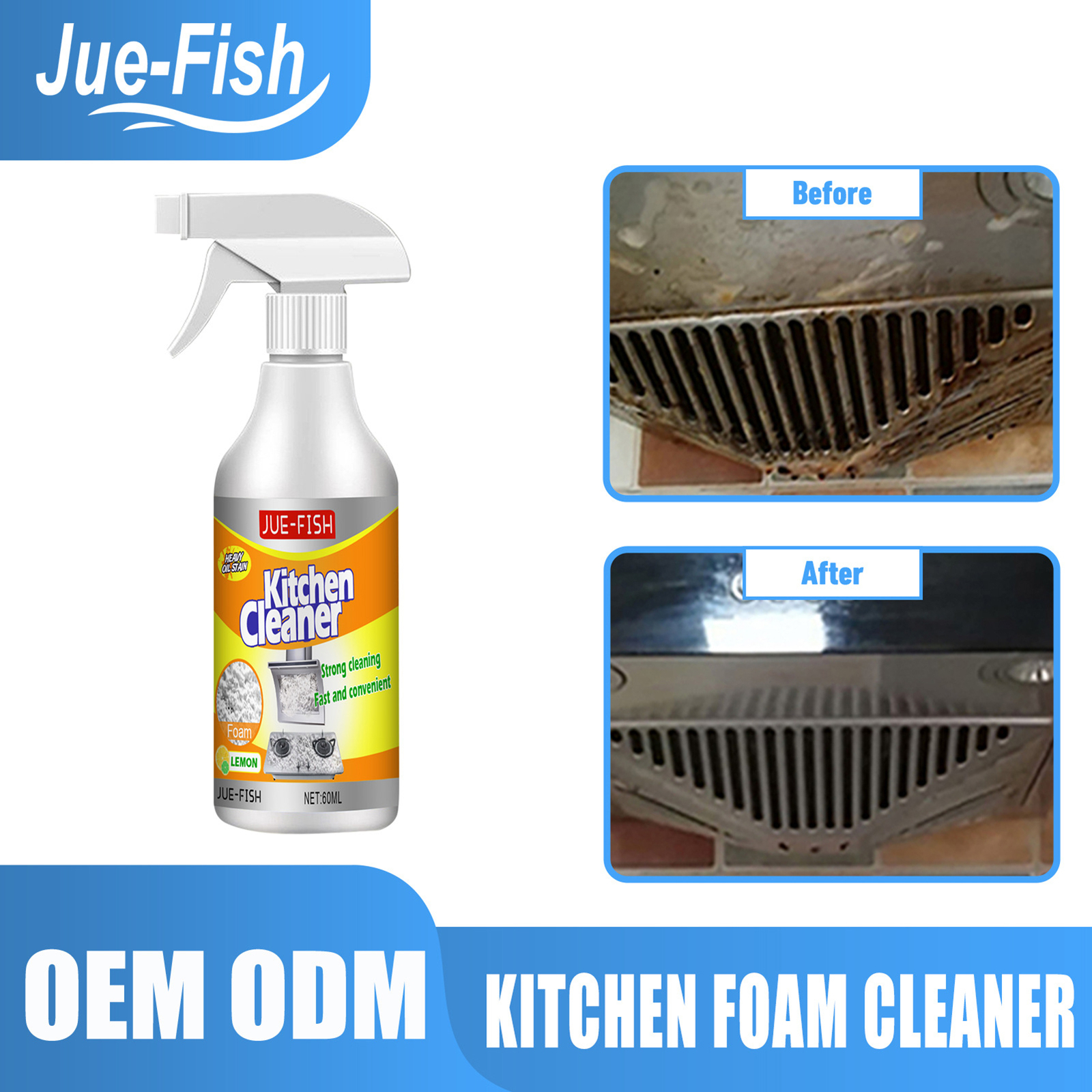 Kitchen Degreaser Foam Cleaner Spray Powerful Stain Grease Remover for ...