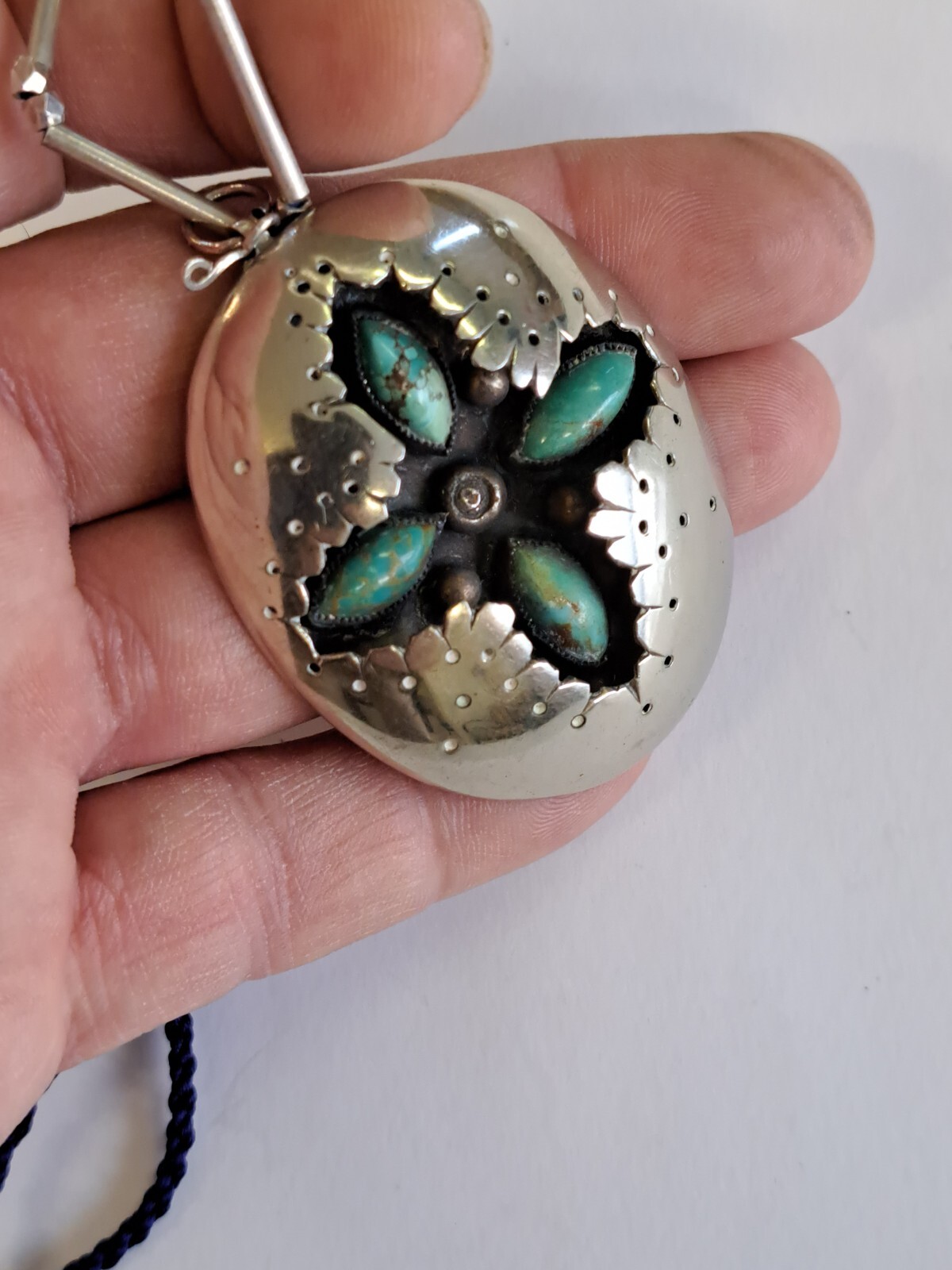 NATIVE AMERICAN NAVAJO SHADOW BOX TURQUOISE STERLING … - Gem