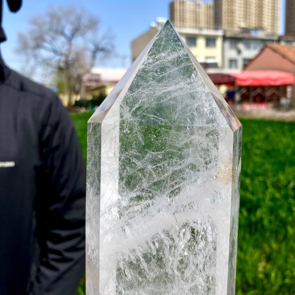 8.15LB Natural Clear Crystal Obelisk Quartz Energy Tower Point Reiki ...