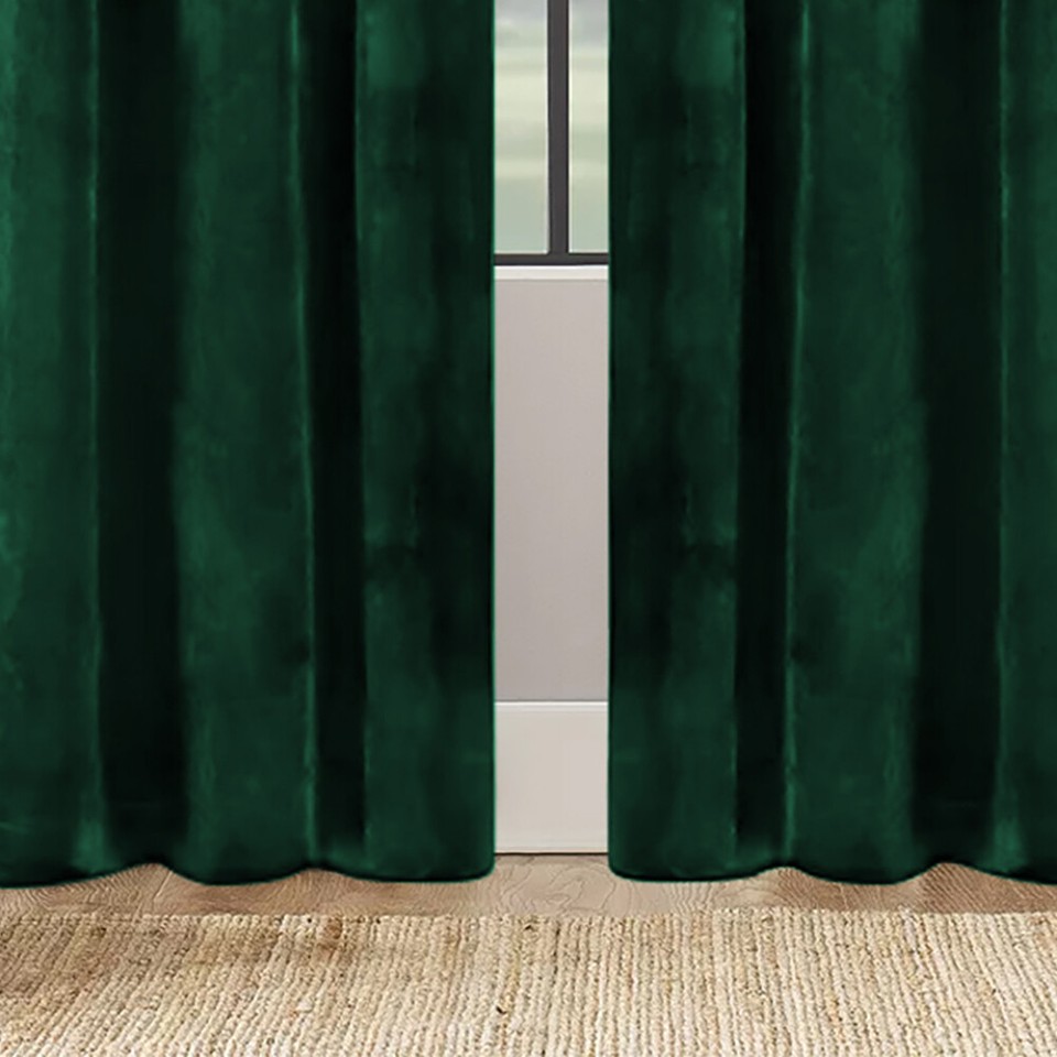 Thick Heavy Velvet Curtains PAIR of Eyelet Ring Top Fully Lined Ready ...