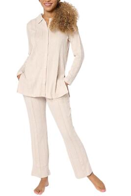 Cuddl Duds Women's 2-Piece Comfort Rib Lounge Set Oatmeal | eBay