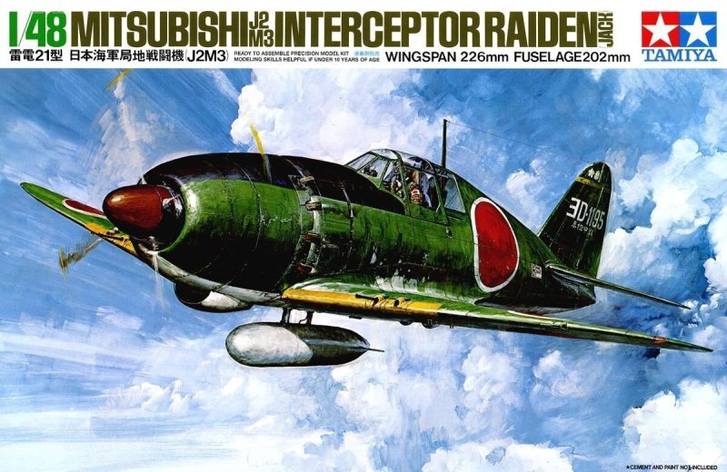 Tamiya 61018 1/48 Aircraft Model Kit Mitsubishi J2M3 Interceptor Raiden ...