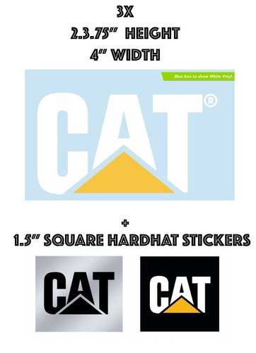 "Caterpillar Vinyl Decals Stickers | QTY 3 | 2.5"" x 4"" | White | Rear ...