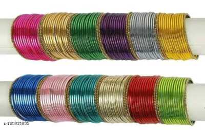 Colorful 144 pc Indian Metal Bangles For Women 12 Color Pakistani Kade ...