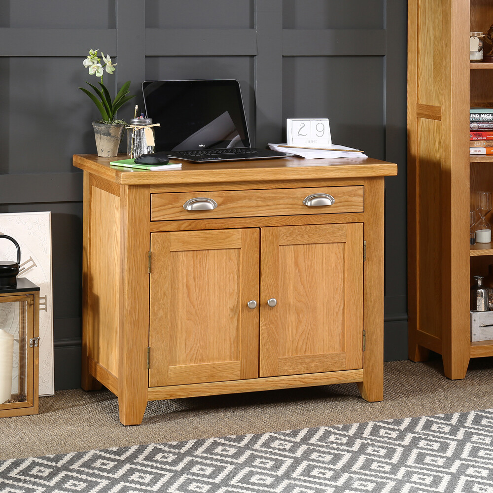Cheshire Oak Hideaway Home Office Computer Desk - Office Furniture ...
