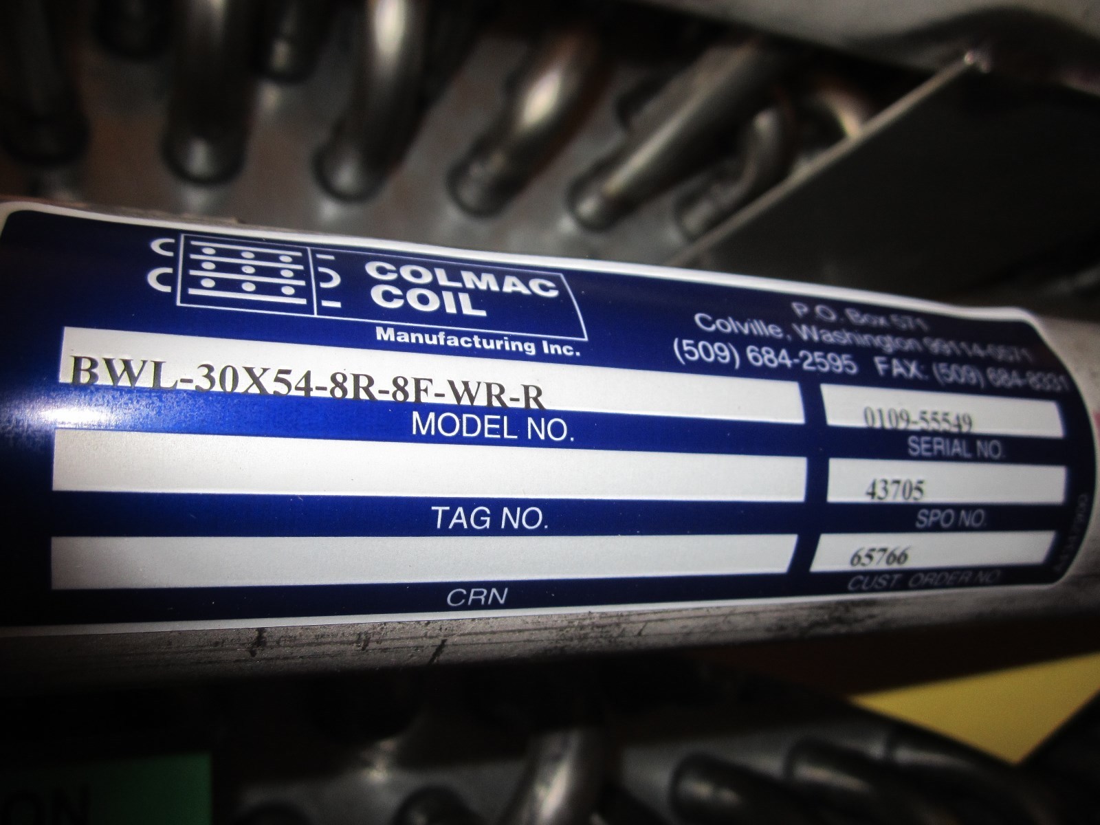 COLMAC COIL BW L 30 X 54 8R-8F-WR-R HEAT EXCHANGER COOLING COIL | eBay