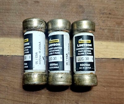 (3) NOS Bussmann JJS-30 JJS30 30A 600Vac fast-acting Class T fuses | eBay