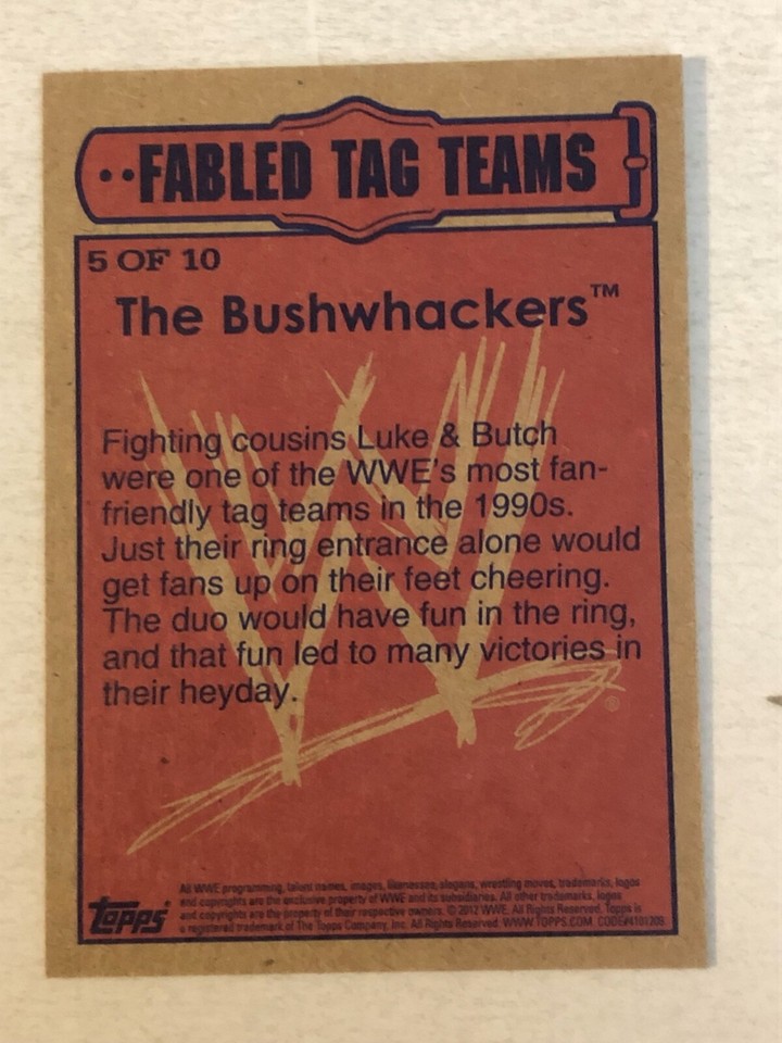 Bushwackers WWE Wrestling Trading Card Fabled Tag Teams 2012 #5 | eBay
