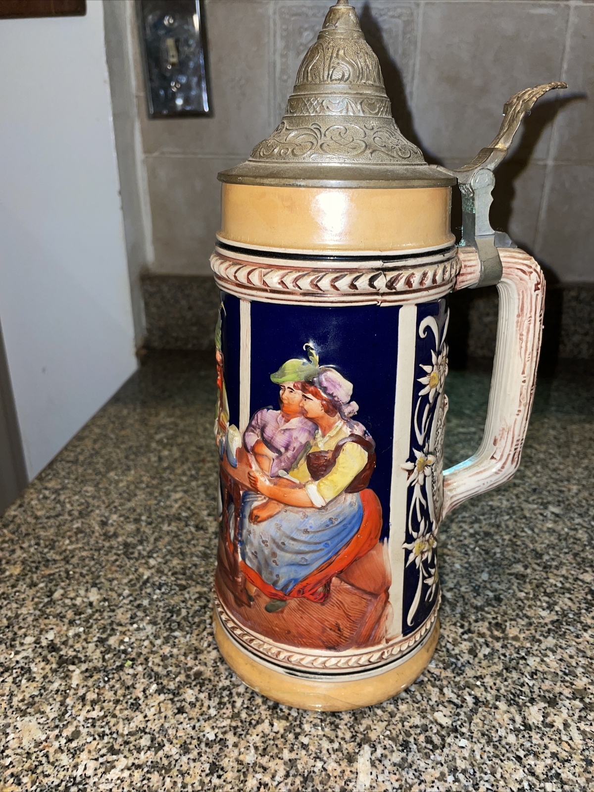 Gerz Handgemalt Vintage Beer Stein | Hand Painted West Germany | Pewter ...