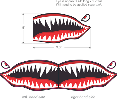 Flying Tiger Teeth Decal Weston Ink. Flying Tigers Shark Teeth Decals