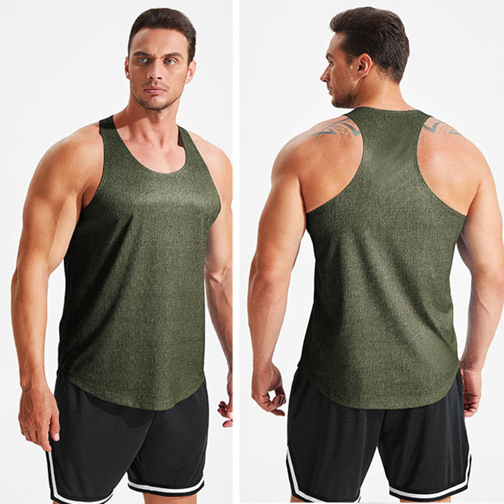 MENS GYM VEST PLAIN STRINGER BODYBUILDING MUSCLE TRAINING TOP FITNESS ...