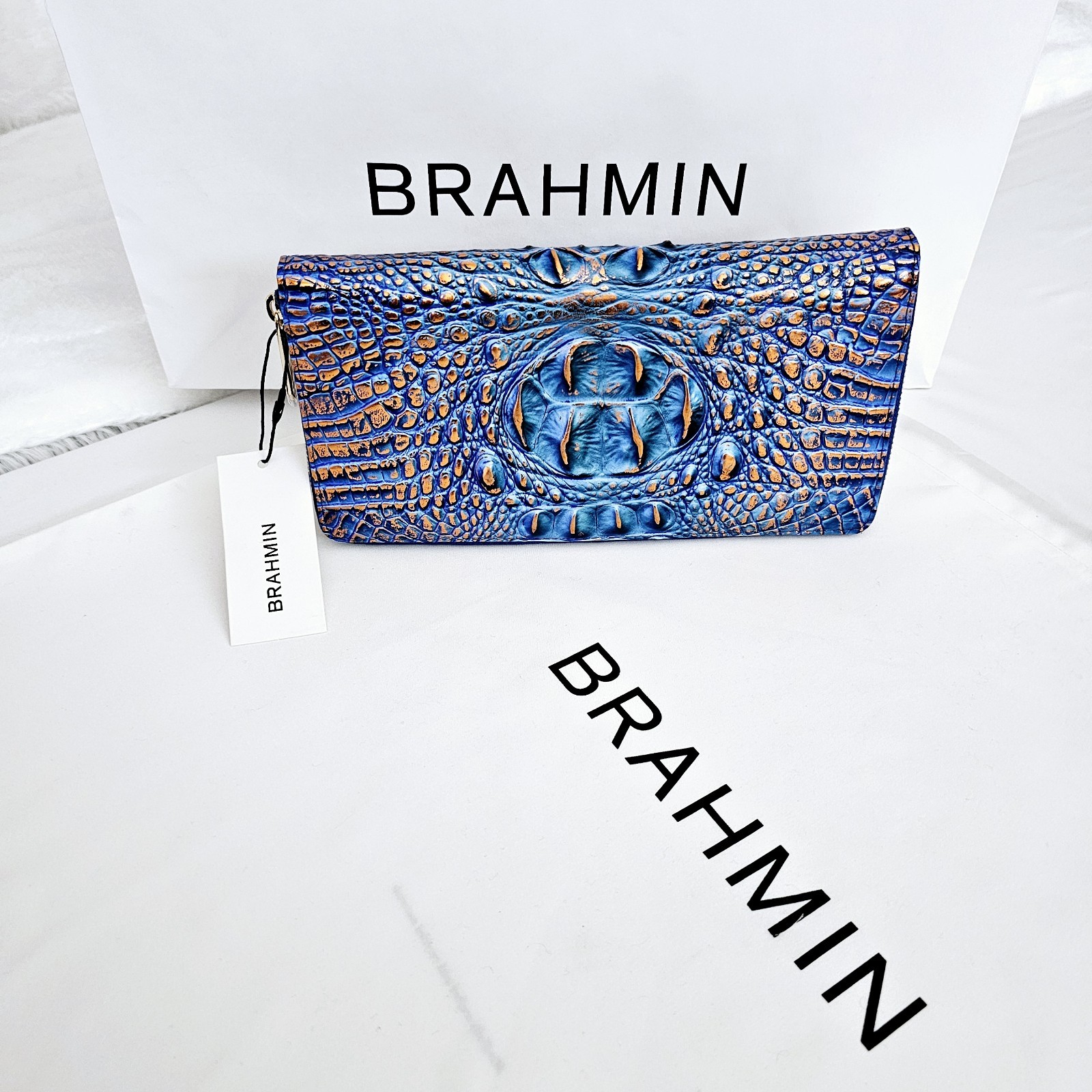 BRAHMIN DEEP AZURE MELBOURNE SKYLER/CLUTCH #HARD TO FIND # | eBay