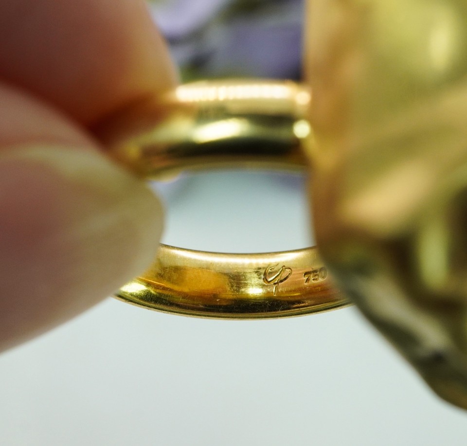 GIANT H. Stern Ring 18K Gold Heavy Designer Avant-garde Fragments ...