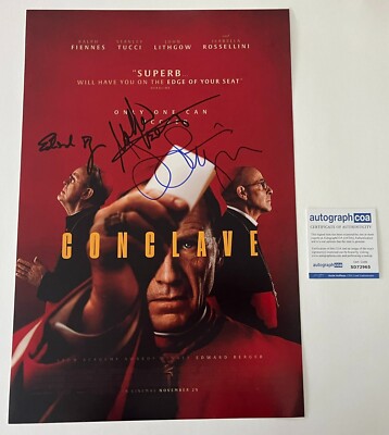 EDWARD BERGER & JOHN LITHGOW +1 SIGNED CONCLAVE 12x18 PHOTO w/EXACT ...