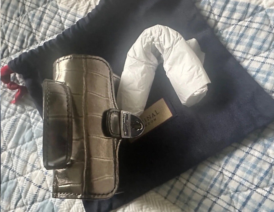 Aspinal of London Mayfair Croc Leather Nano Grab Bag, Anthracite ...