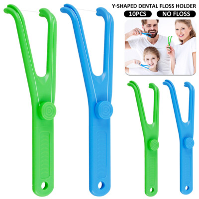 10Pcs Dental Floss Holder Y Shape Plastic Dental Floss Rack Reusable ...
