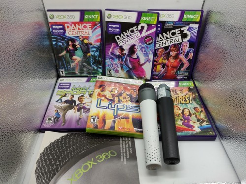 Xbox 360 Lips with 2 Wireless Black & White Microphones & Dance Central ...