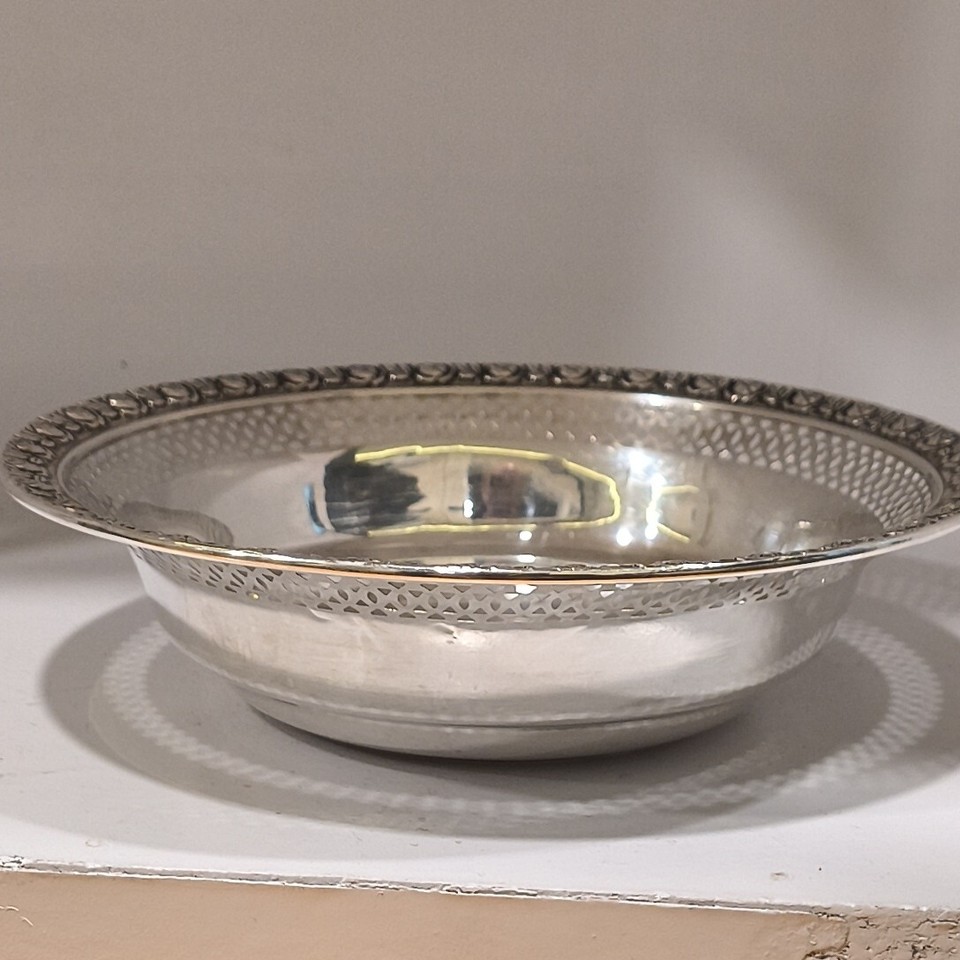 Vintage TSC Sterling Silver 6.5" Round Gadroon Edge Pierced Dish /180 ...
