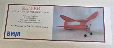 BMJR Zipper 30" Wingspan Model Airplane Kit .020 Gas Electric Vintage ...