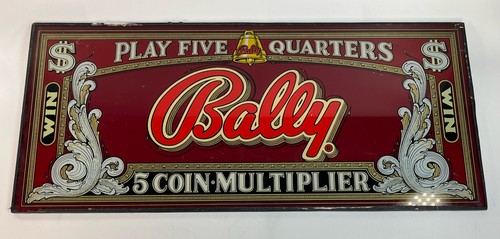 BALLY'S Slot Machine Front Glass Panel Insert 17.5” x 8” Vintage Las ...