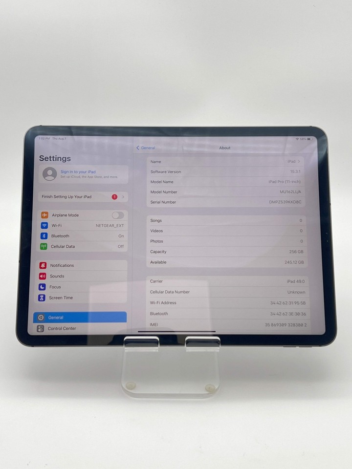 Unlocked Apple iPad Pro 11-inch 1st Gen A2013 Wi-Fi + Cellular 256GB ...