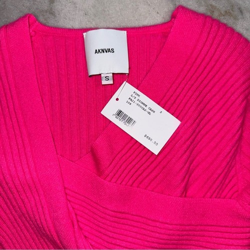 AKNVAS Womens Small Dionne Fuchsia Pink Cashmere Long Sleeve Knit Mini ...