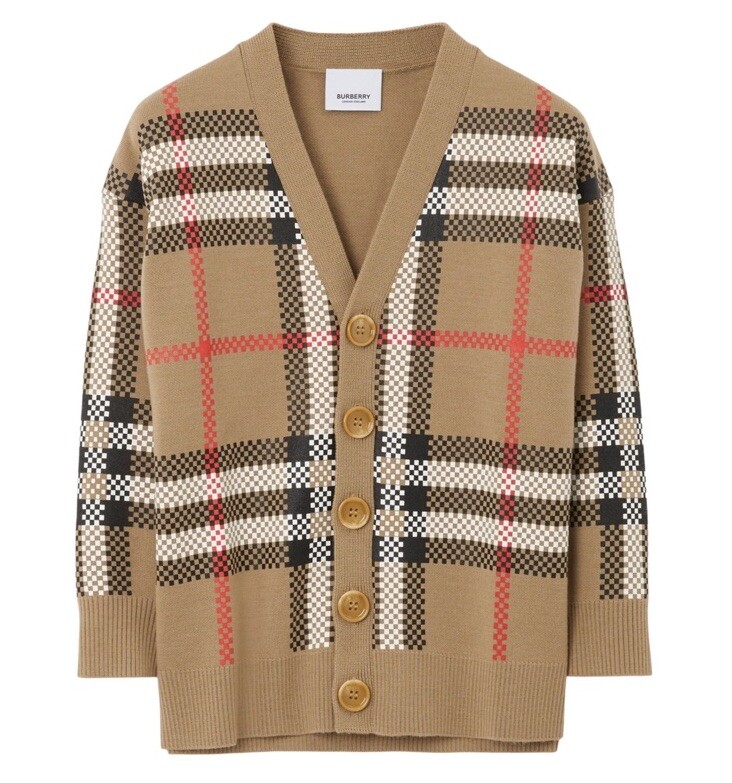 100% Authentic Wool-Blend Check Print Cardigan 8Y | eBay