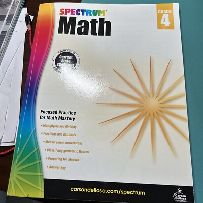 Spectrum 4th Grade Math Workbook, Multiplication, Division, Fractions ...