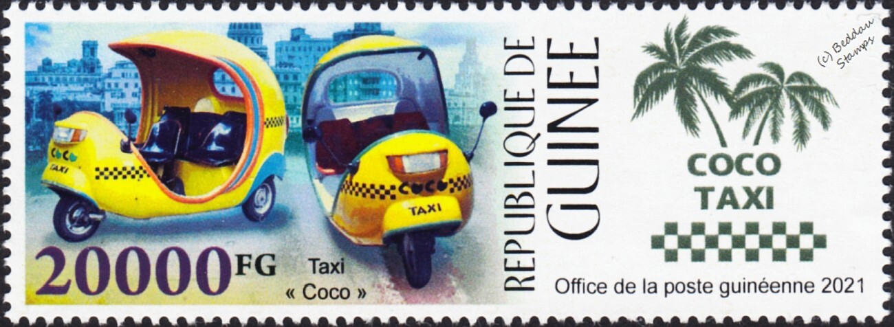 COCOTAXI Coco Auto-Rickshaw Moped Scooter Taxi Stamp (2021 Guinea) | eBay