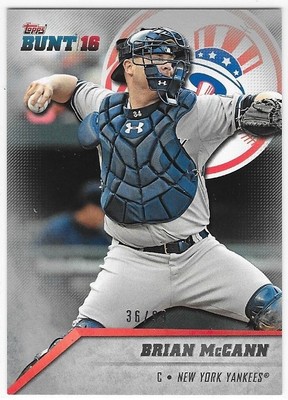2016 TOPPS BUNT PHYSICAL CARD #108 BRIAN McCANN PLATINUM PARALLEL #36/ ...