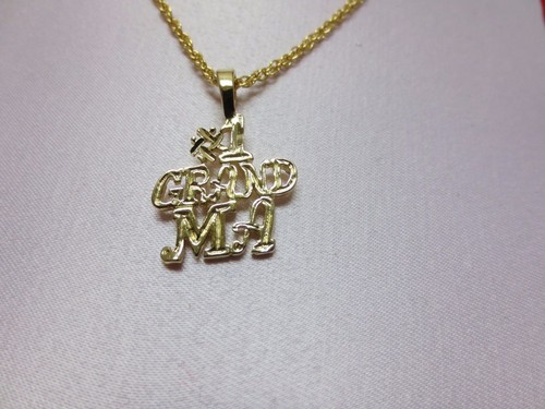 14 KT GOLD PLATED #1 GRANDMA CHARM & 18" ROPE CHAIN -2110 LIFETIME ...
