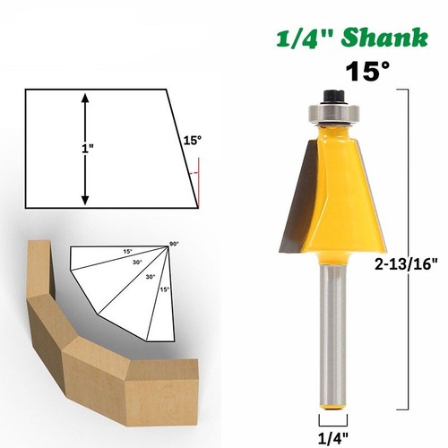 15 Degree Chamfer Bevel Edge Forming Router Bits - 1/4" Shank | eBay