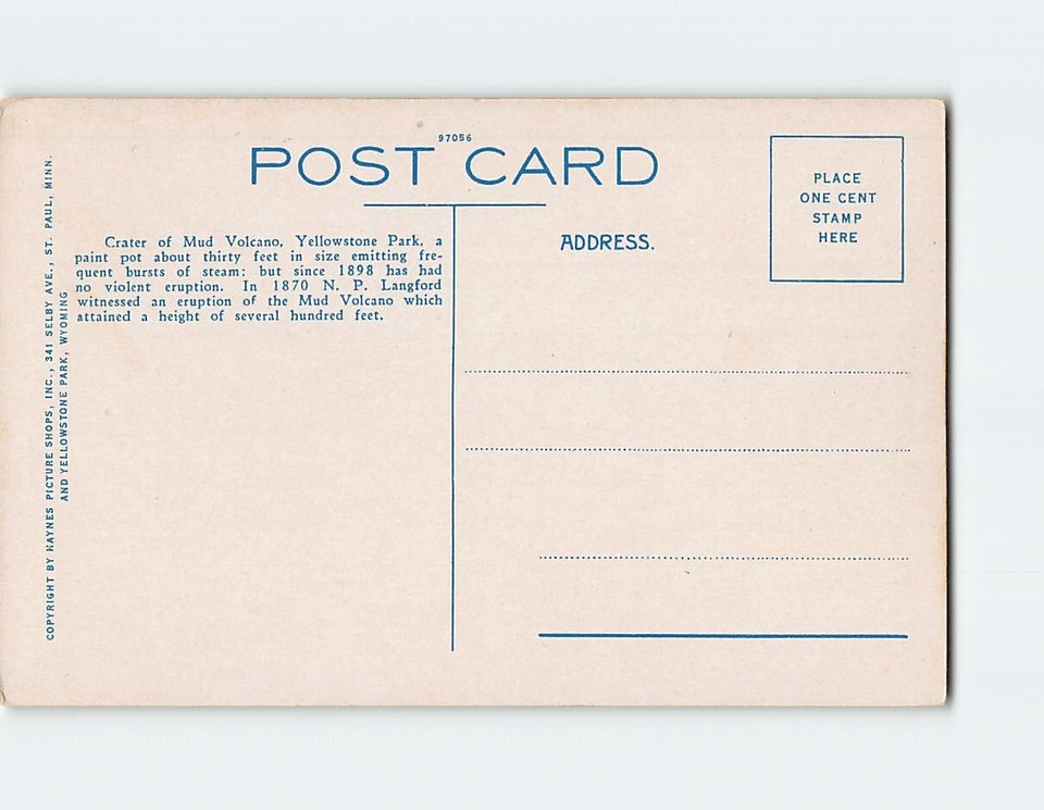 Postcard Crater Of Mud Volcano Yellowstone Park Wyoming USA | eBay