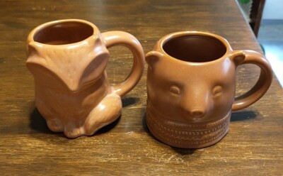 Threshold Set 1 Brown Bear & 1 Fox Mug Stoneware Ceramic Animal Target ...