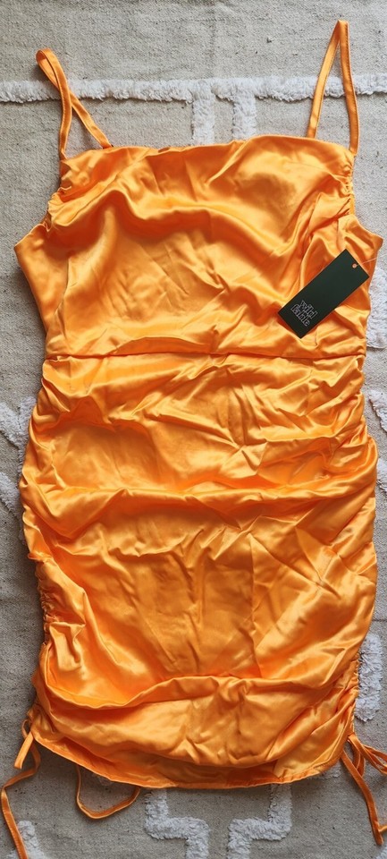 NWT WILD FABLE ORANGE SILKY RUCHED MINI DRESS,SIZE MEDIUM. RP$35 | eBay