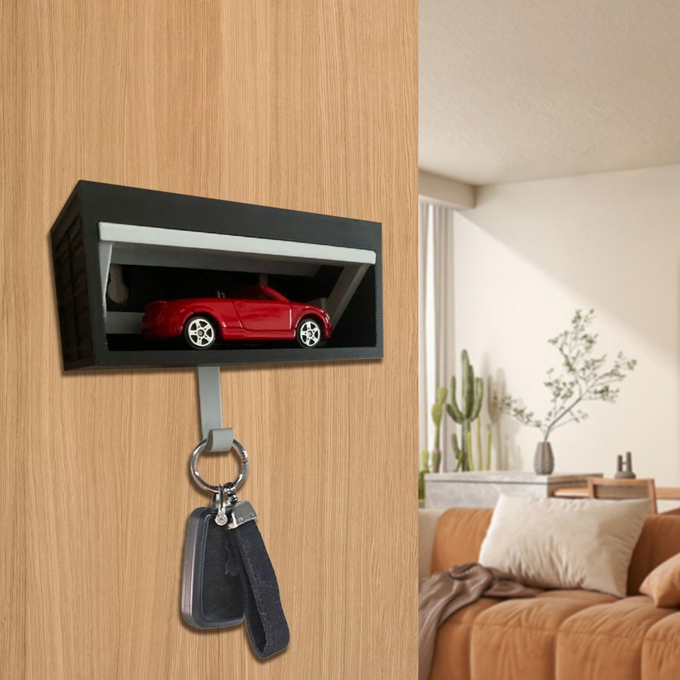 Car Garage Key Holder With Opening Door Wall Mount Fun Key Holder ...