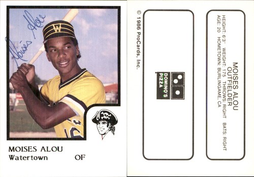 Moises Alou Signed 1986 ProCards Watertown Pirates #2 RC Card Cubs ...