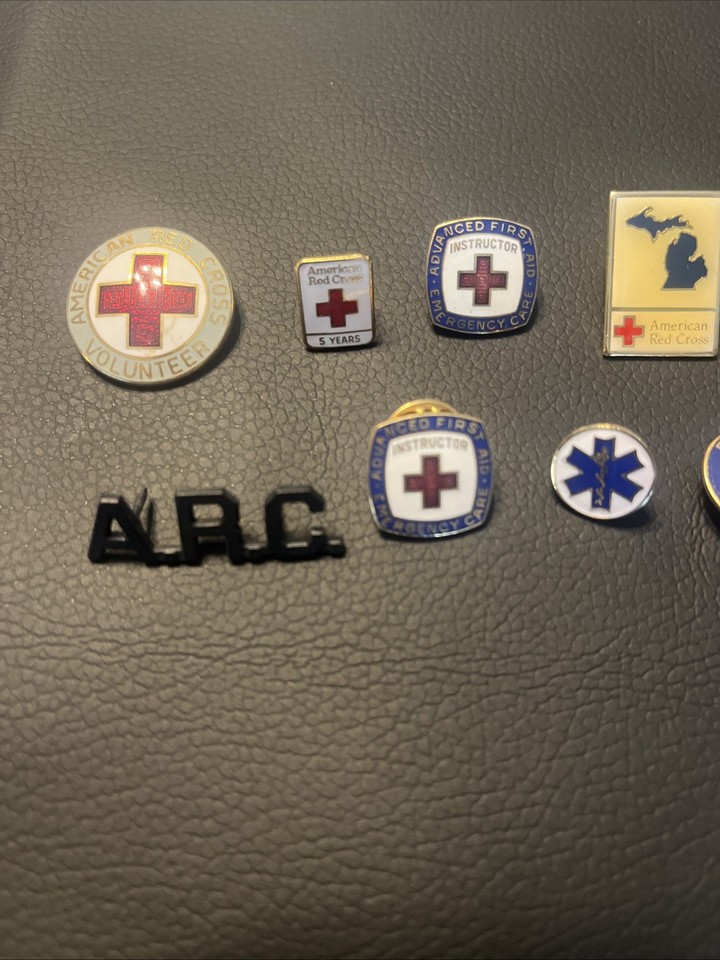 10 Vintage Red Cross & EMT Enamel Pins – 1 Gold Plated – Medical Rescue ...
