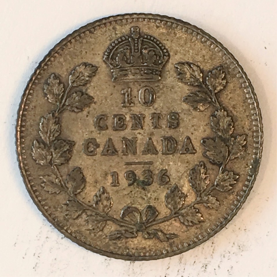 1936 CANADA 10c Dime Silver Coin - Full Detail - High Quality Scans # ...