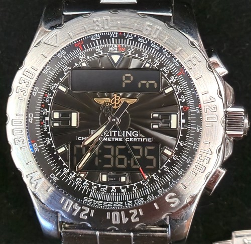 NIB Breitling quartz 43mm Airwolf watch & digital Copilot Band, Slide ...