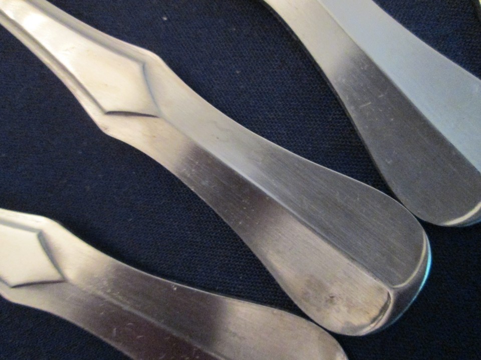 SET 4 SOUP or PLACE SPOONS! Vintage NATIONAL stainless: NST27 pattern ...