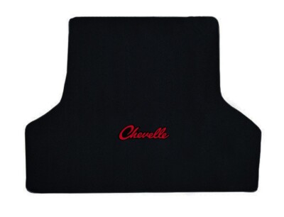 NEW! 1968 - 1972 CHEVELLE Rear Trunk Mat Black Carpet Embroidered Red ...