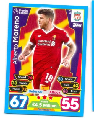 2017/2018 Topps Match Attax Card 167 Alberto Moreno - Liverpool | eBay ...